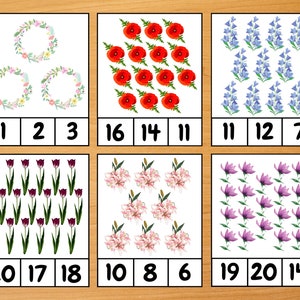 Flowers Count and Clip Cards| Printable Digital Download| Montessori ...