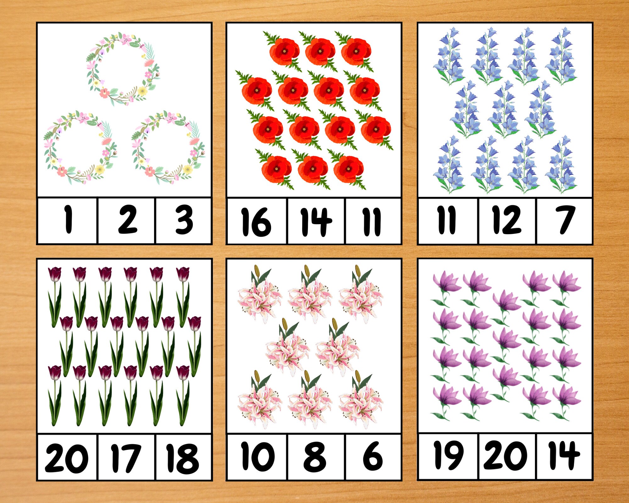 Flowers Count and Clip Cards| Printable Digital Download| Montessori ...