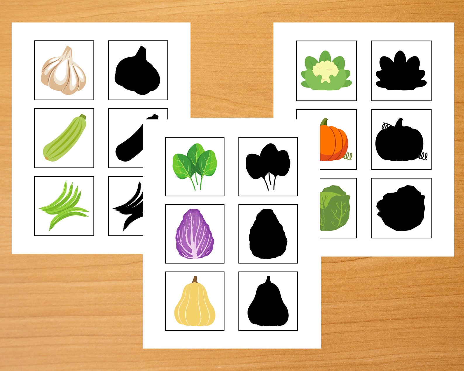 Vegetables Shadow Matching Cards Printable Digital Download| Montessori ...