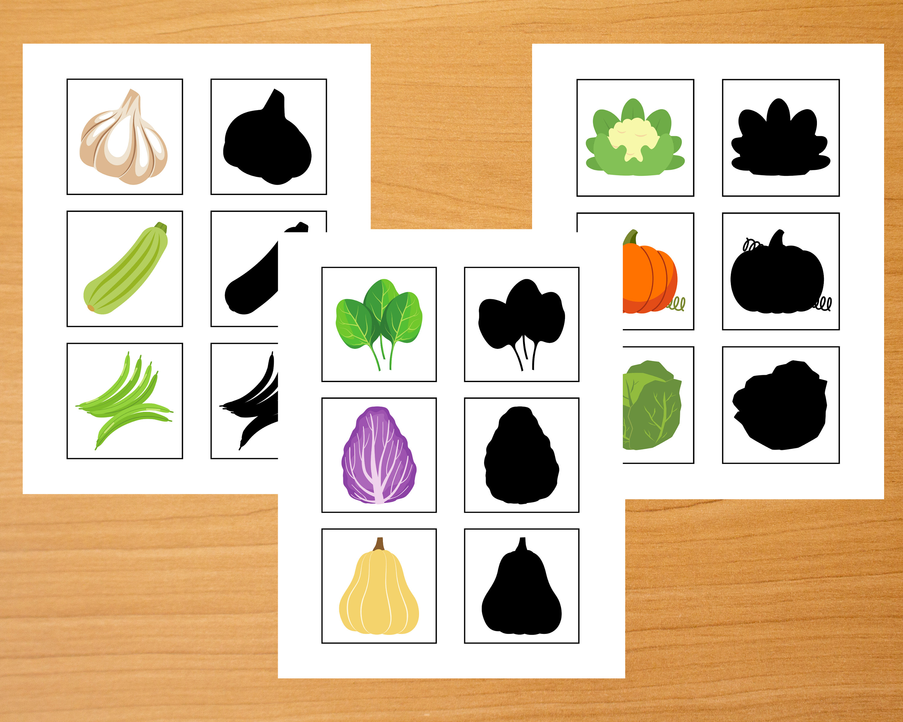 Vegetables Shadow Matching Cards Printable Digital Download| Montessori ...