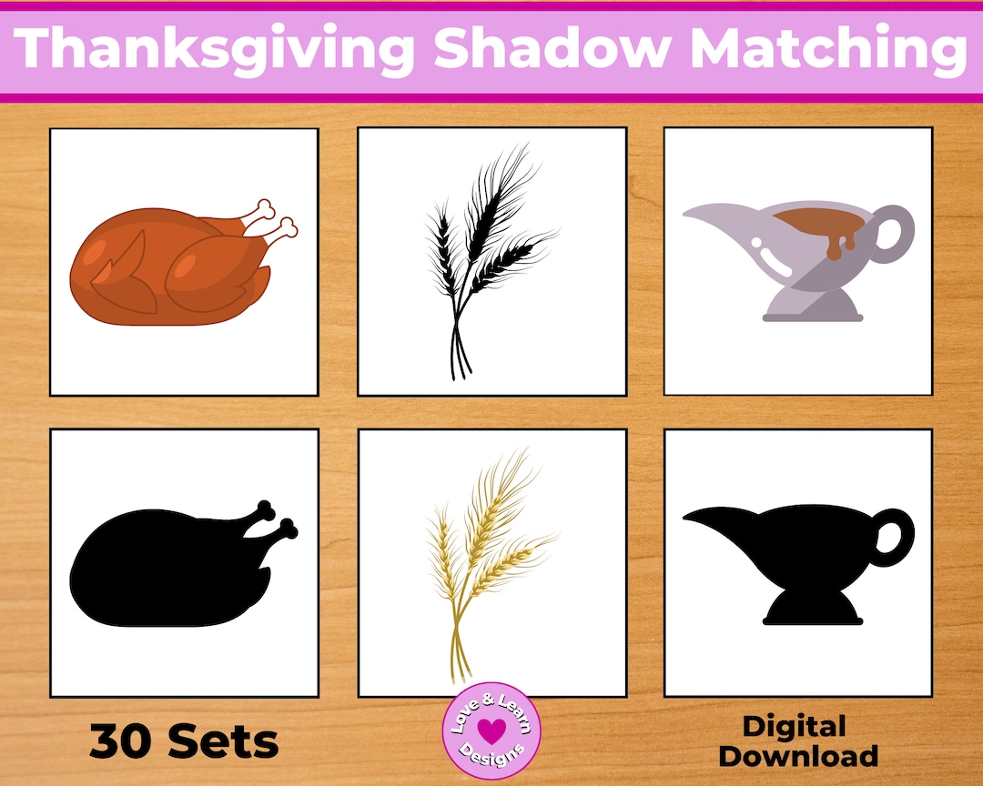 Thanksgiving Shadow Matching Cards Child Inspired Printables Digital ...