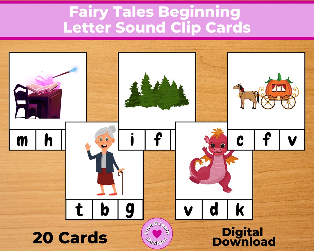 Fairy Tales Beginning Letter Sound Clip Cards| Child Inspired Printable ...