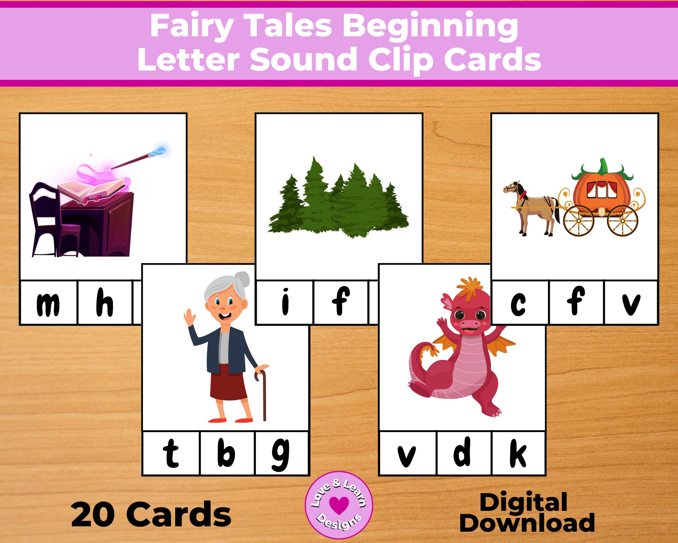 Fairy Tales Beginning Letter Sound Clip Cards| Child Inspired Printable ...