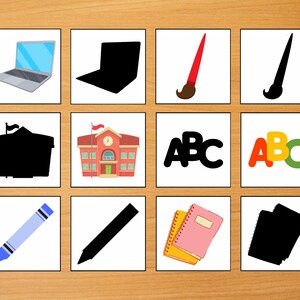 School Shadow Matching Cards| Child Inspired Printables| Digital ...