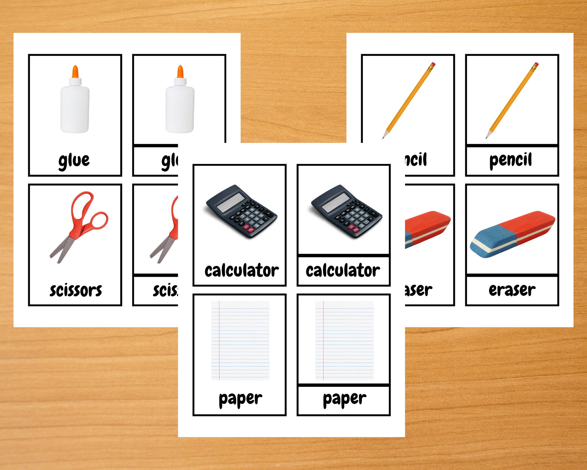 School Theme 3 Part Cards Printable Digital Download Montessori ...
