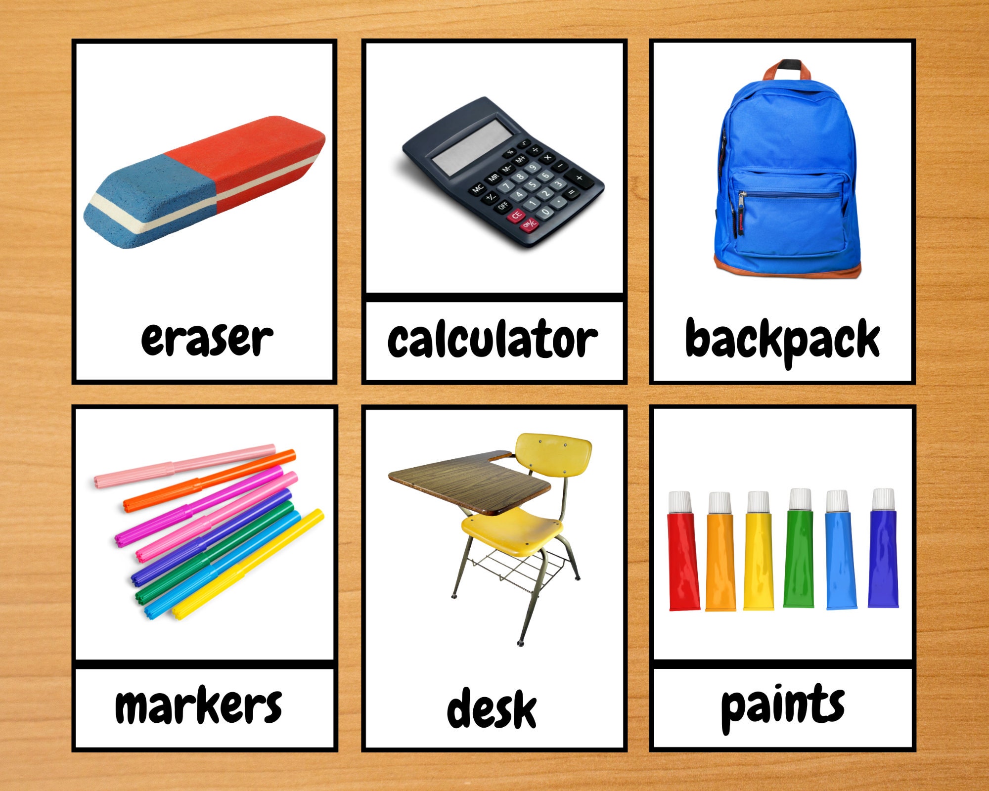 School Theme 3 Part Cards Printable Digital Download Montessori ...