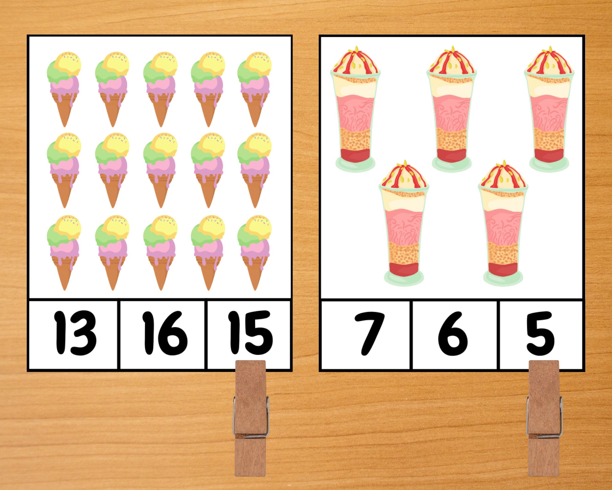 Ice Cream Count and Clip Cards| Printable Digital Download| Montessori ...