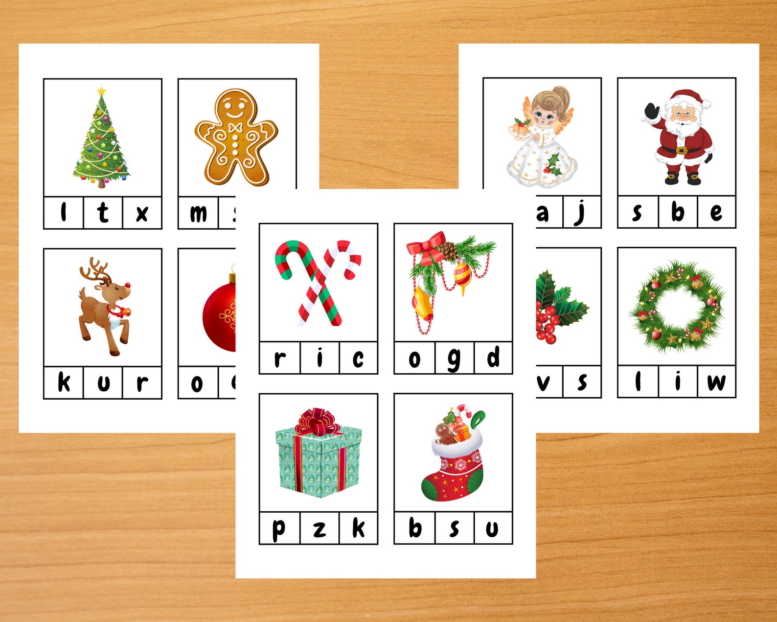 Christmas Beginning Letter Sound Clip Cards| Child Inspired Printable ...