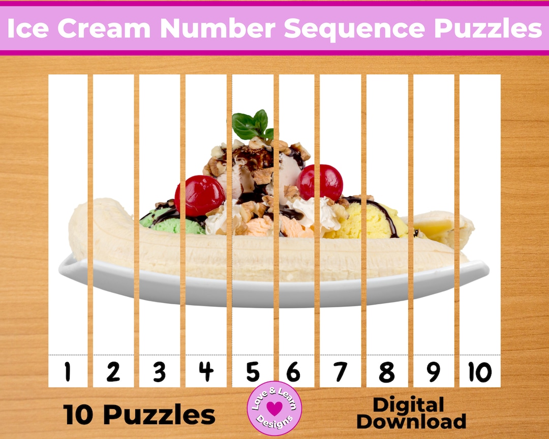 Ice Cream Number Sequence Puzzles| Child Inspired Printables| Digital ...