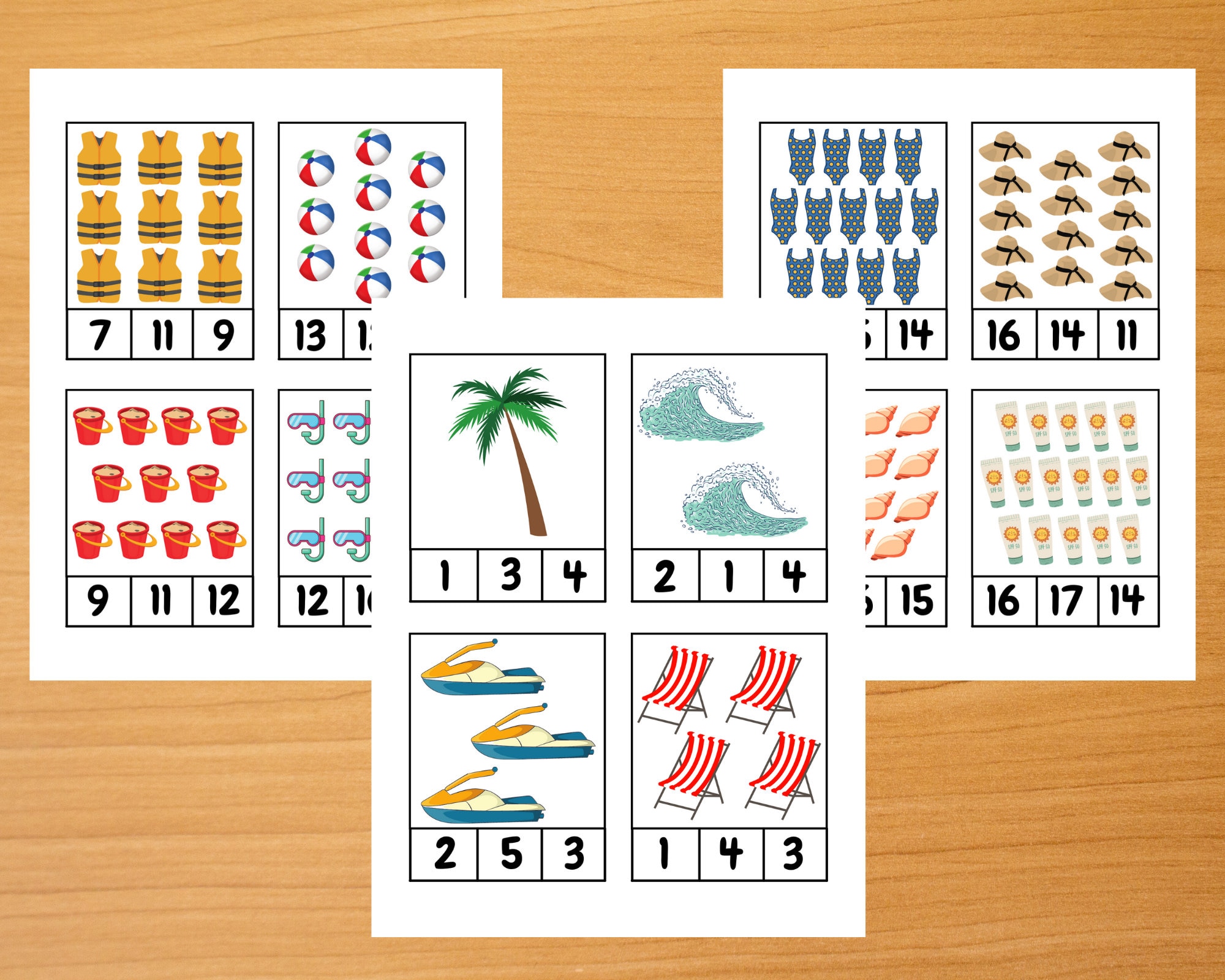 Beach Count and Clip Cards| Printable Digital Download| Montessori ...