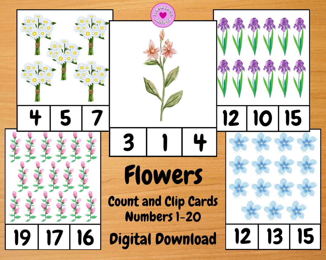 Flowers Count and Clip Cards| Printable Digital Download| Montessori ...