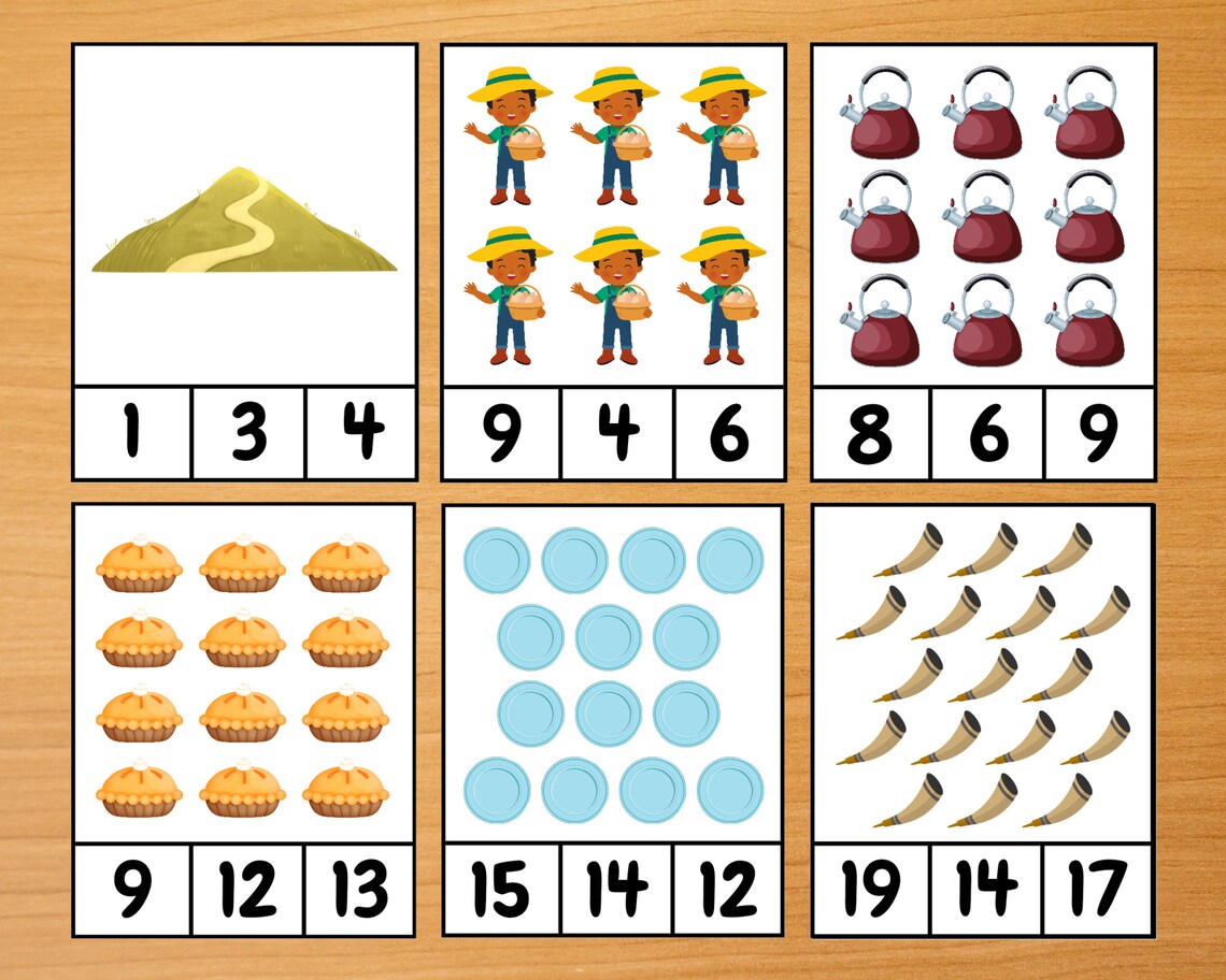 Nursery Rhymes Count and Clip Cards| Child Inspired Printables|math ...