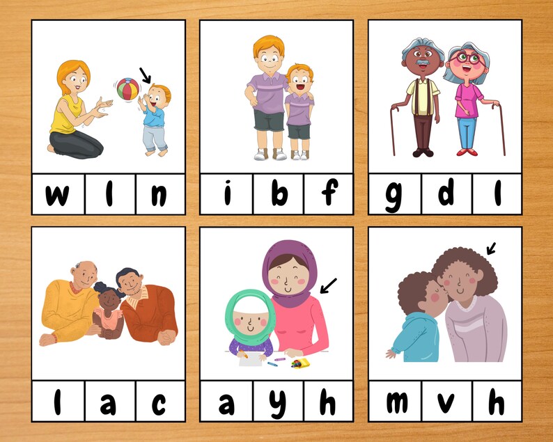 Family Beginning Letter Sound Clip Cards| Printable Digital Download ...