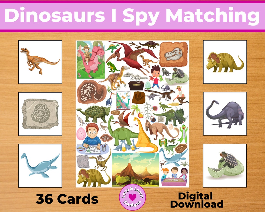 Dinosaurs I Spy Matching Game| Digital Download| Printable Play Based ...