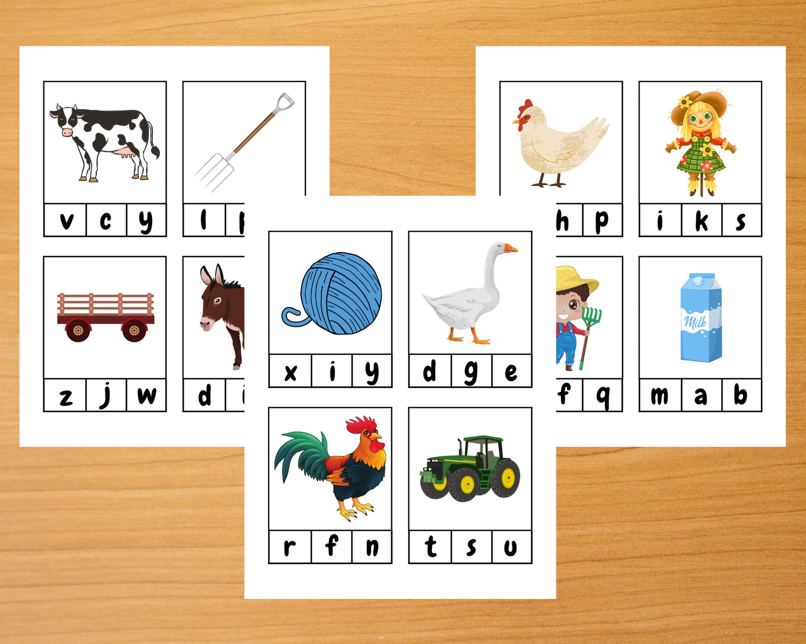 Farm Beginning Letter Sound Clip Cards| Printable Digital Download ...