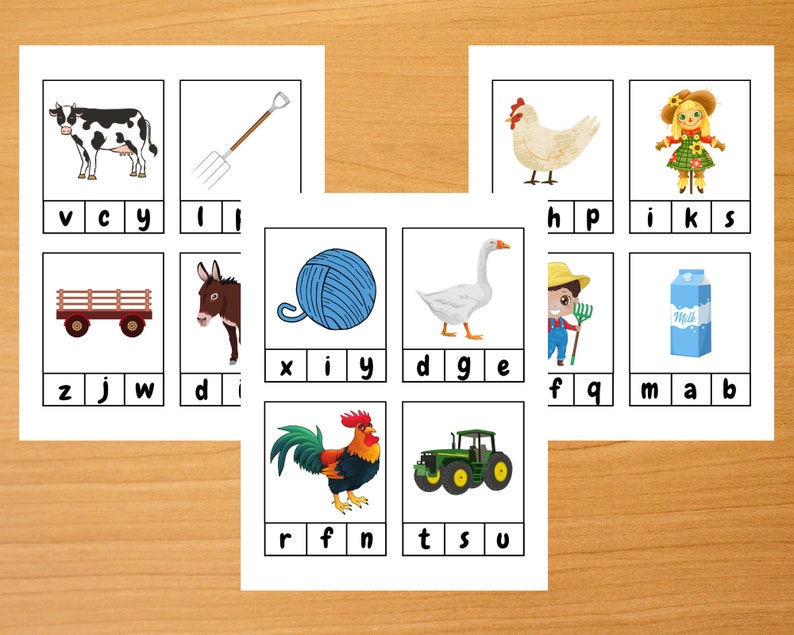Farm Beginning Letter Sound Clip Cards| Printable Digital Download ...