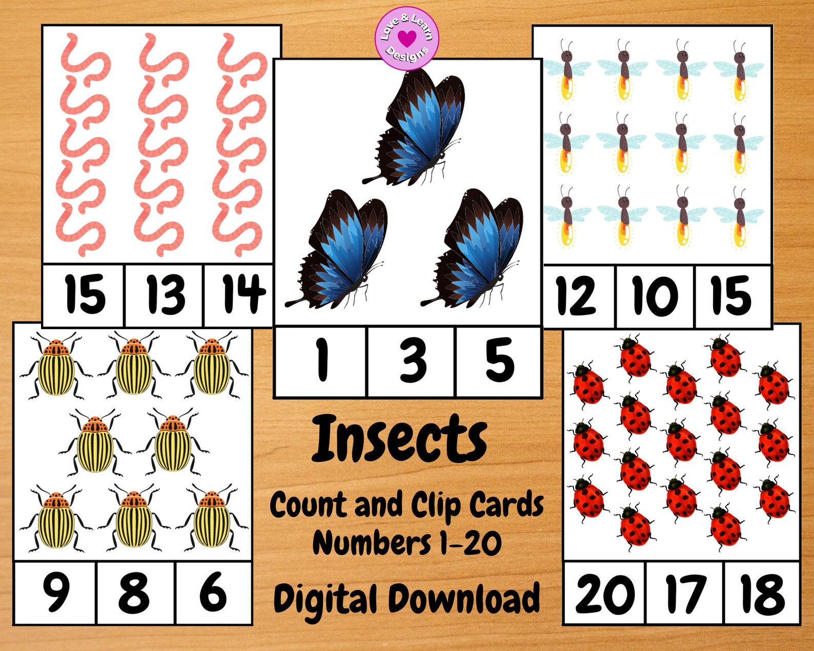 Insects Count and Clip Cards| Printable Digital Download| Montessori ...