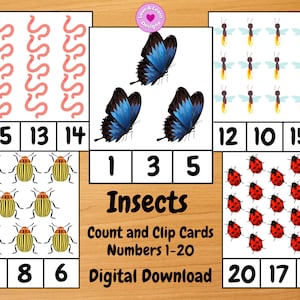 Insects Count and Clip Cards| Printable Digital Download| Montessori ...