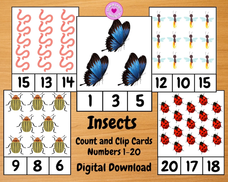 Insects Count and Clip Cards| Printable Digital Download| Montessori ...