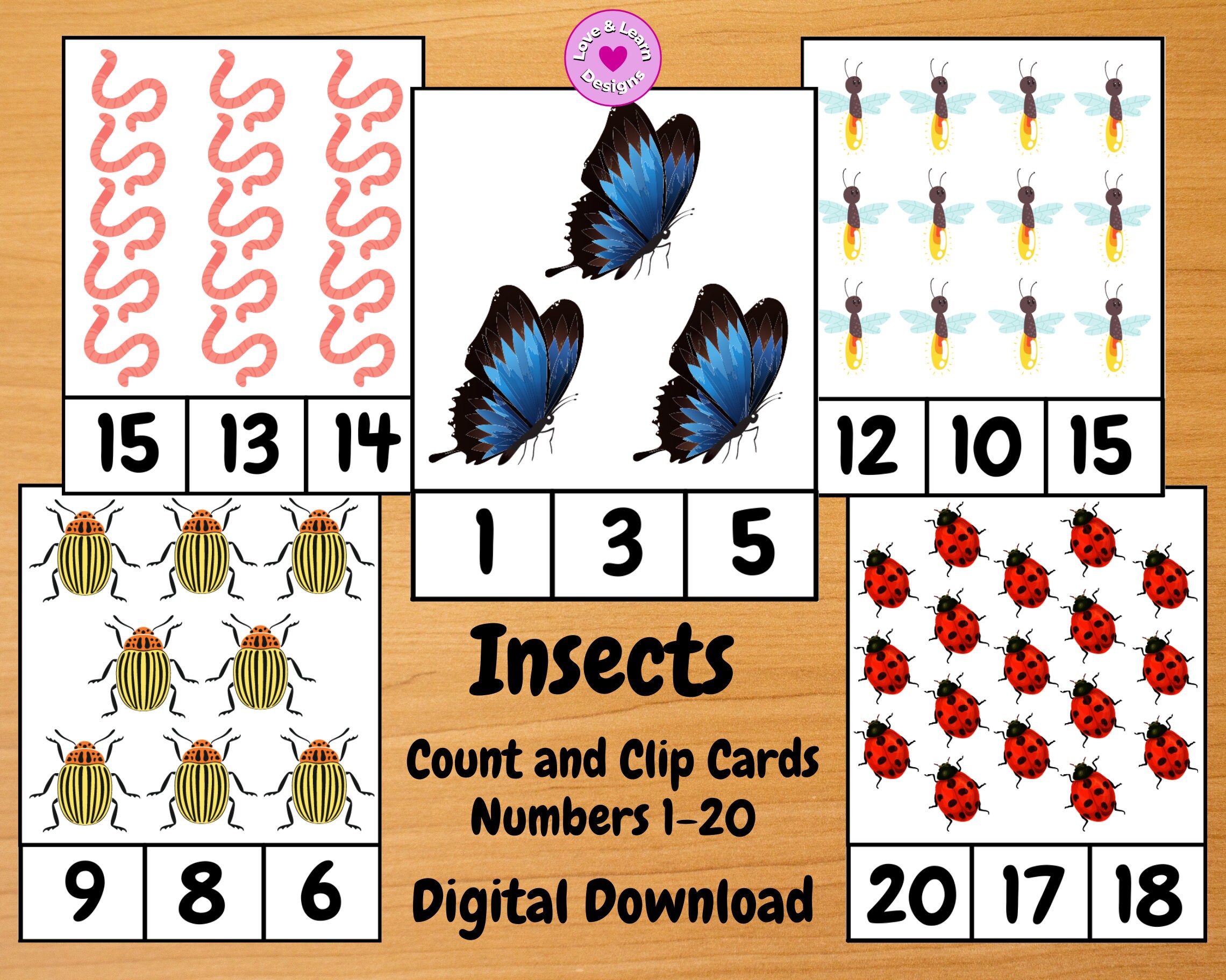 Insects Count and Clip Cards| Printable Digital Download| Montessori ...