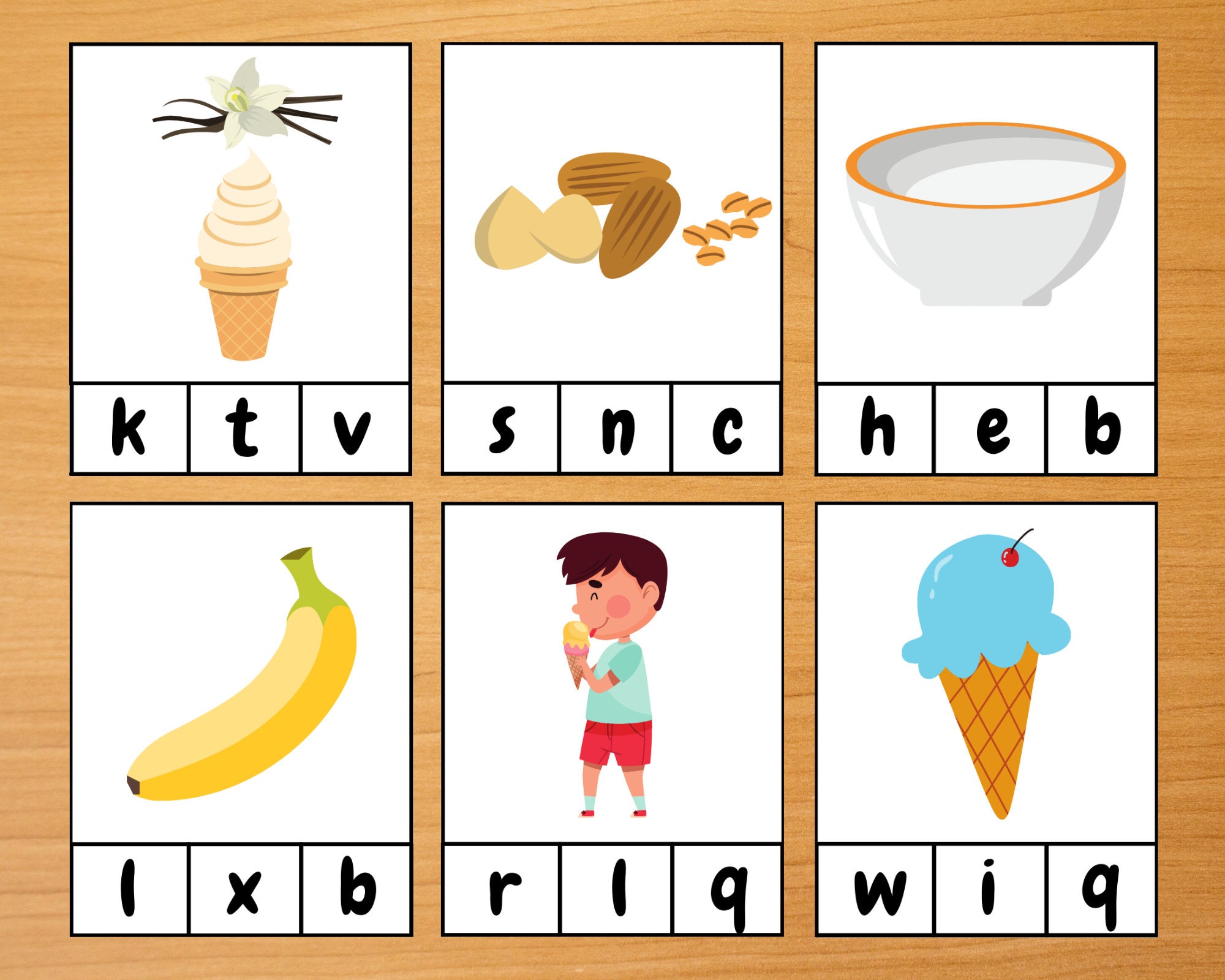 Ice Cream Beginning Letter Sound Clip Cards| Printable Digital Download ...