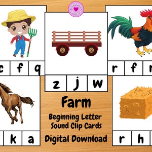Farm Beginning Letter Sound Clip Cards| Printable Digital Download ...