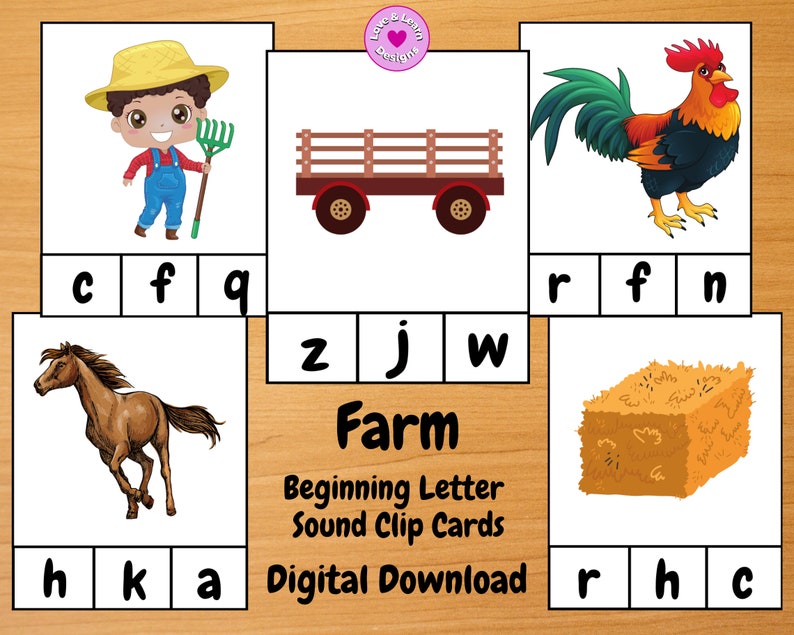 Farm Beginning Letter Sound Clip Cards| Printable Digital Download ...