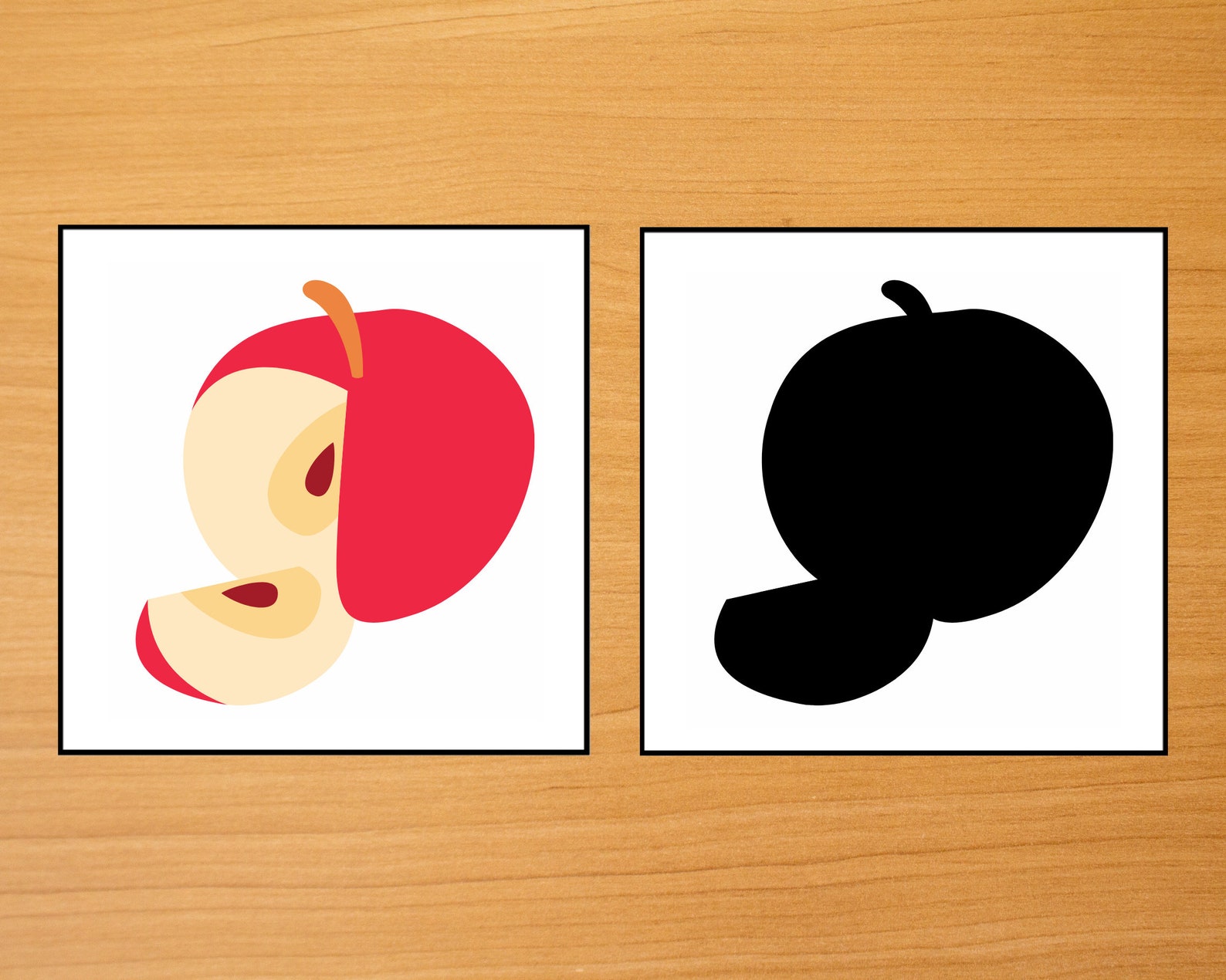 Apples Shadow Matching Cards| Child Inspired Printables| Digital ...