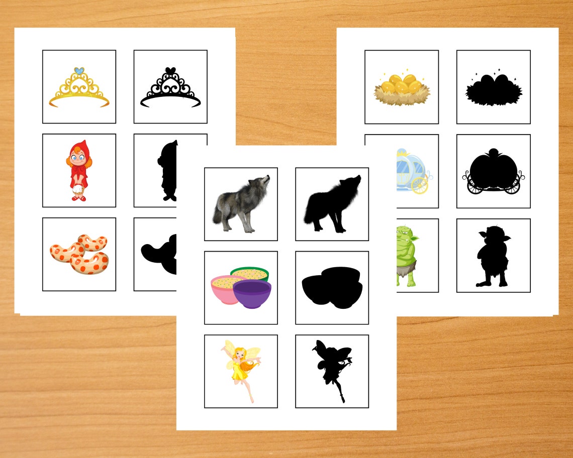 Fairy Tales Shadow Matching Cards| Child Inspired Printables| Digital ...