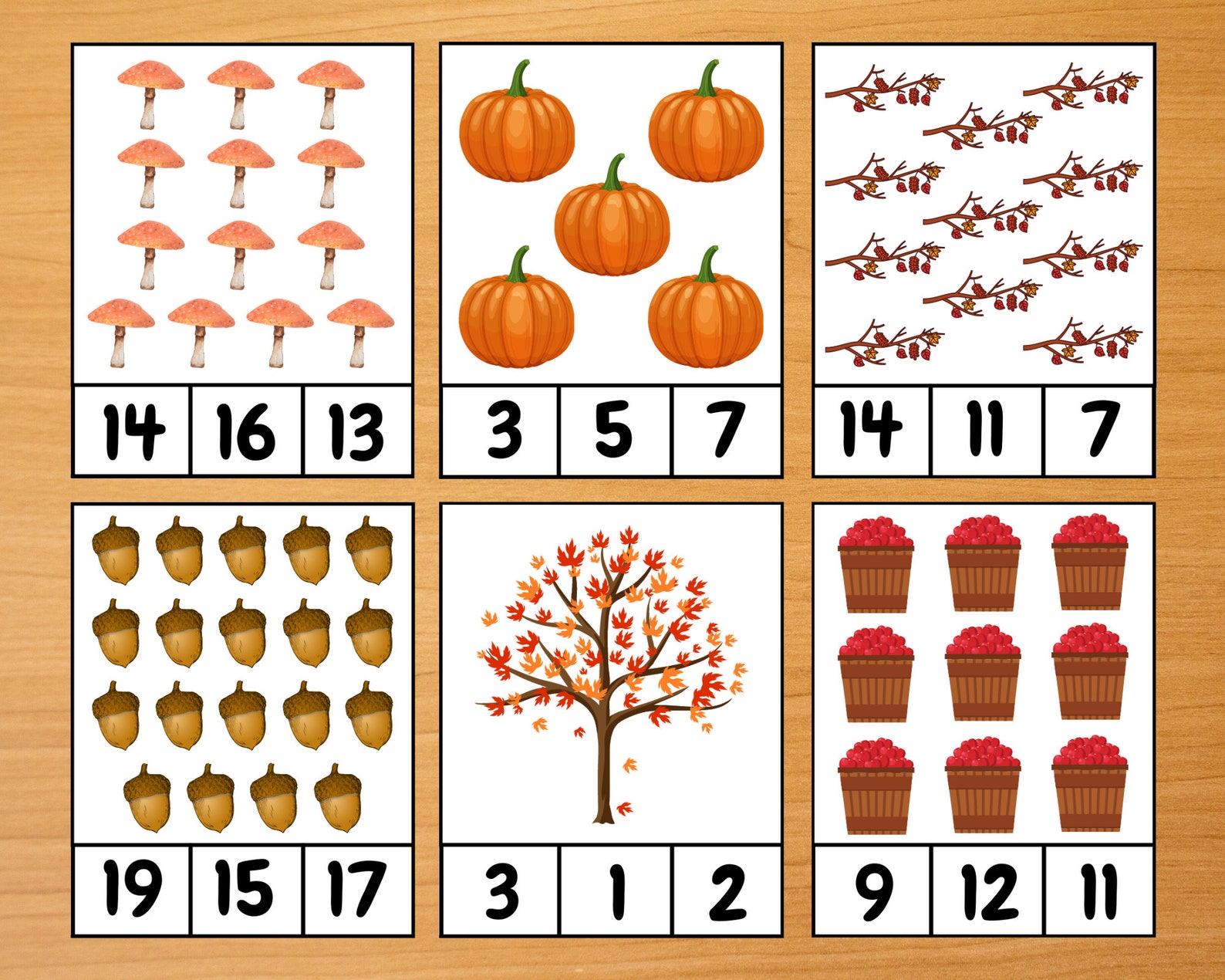 Autumn Count and Clip Cards| Child Inspired Printable| Digital Download ...