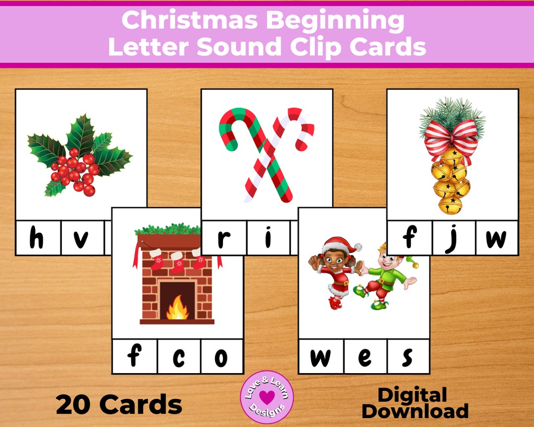 Christmas Beginning Letter Sound Clip Cards| Child Inspired Printable ...