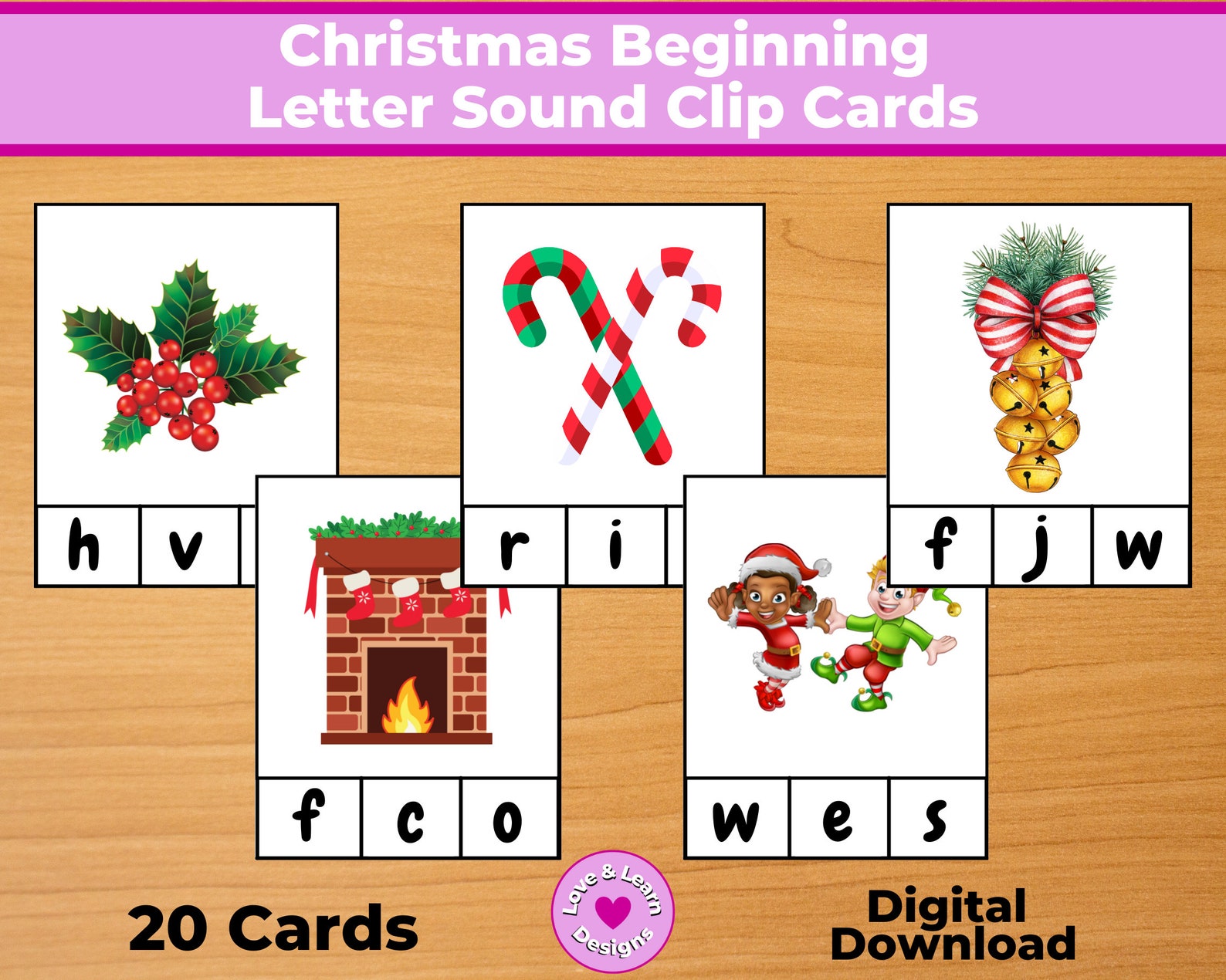 Christmas Beginning Letter Sound Clip Cards| Child Inspired Printable ...