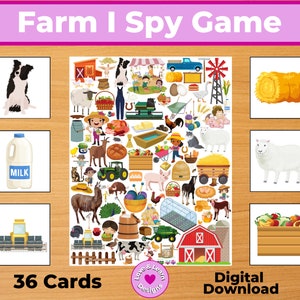 Farm I Spy Matching Game| Digital Download| Printable Play Based ...