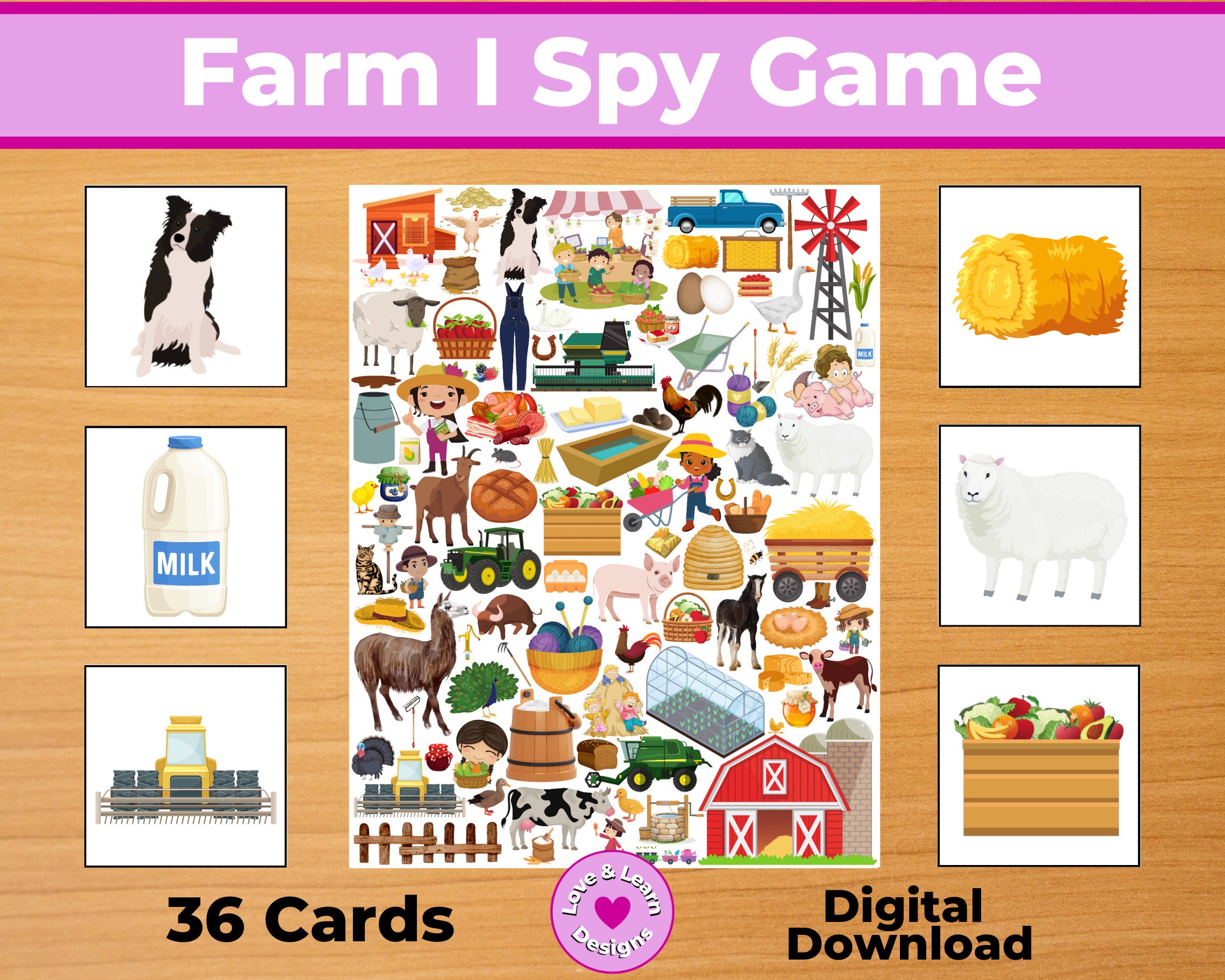 Farm I Spy Matching Game| Digital Download| Printable Play Based ...