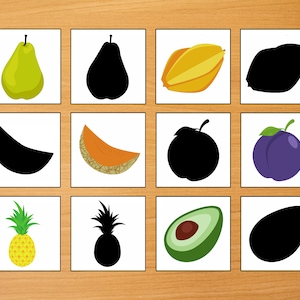 Fruits Shadow Matching Cards Printable Digital Download| Montessori ...