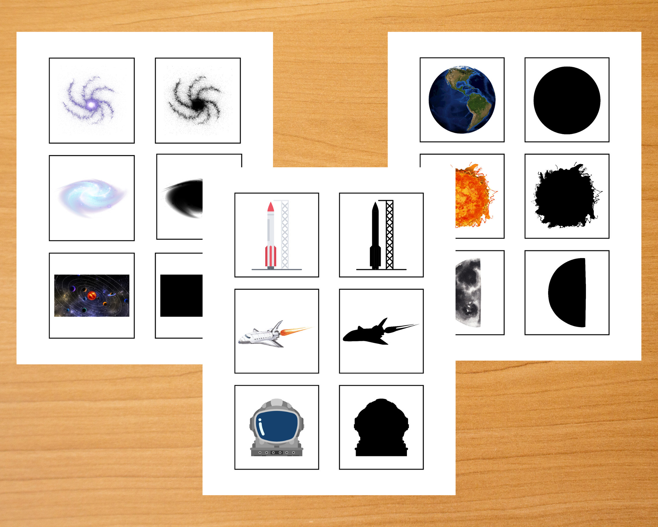 Space Shadow Matching Cards| Child Inspired Printables| Digital ...