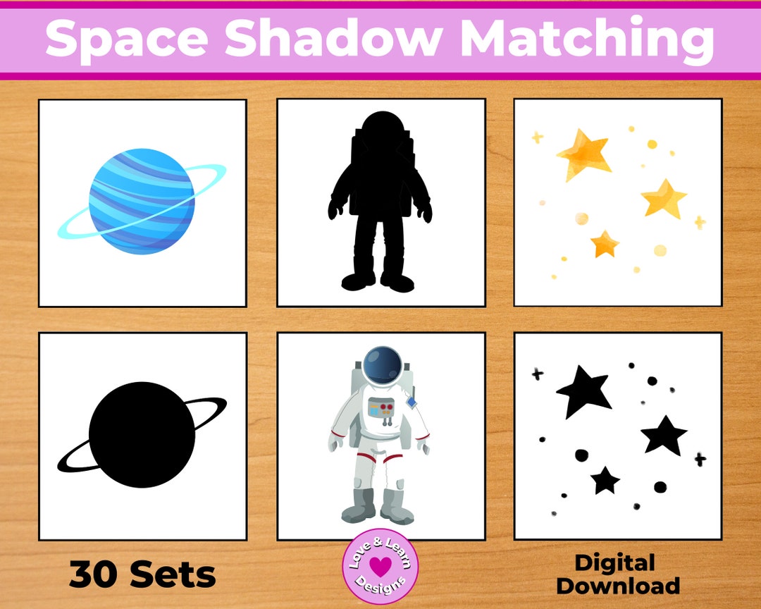 Space Shadow Matching Cards| Child Inspired Printables| Digital ...