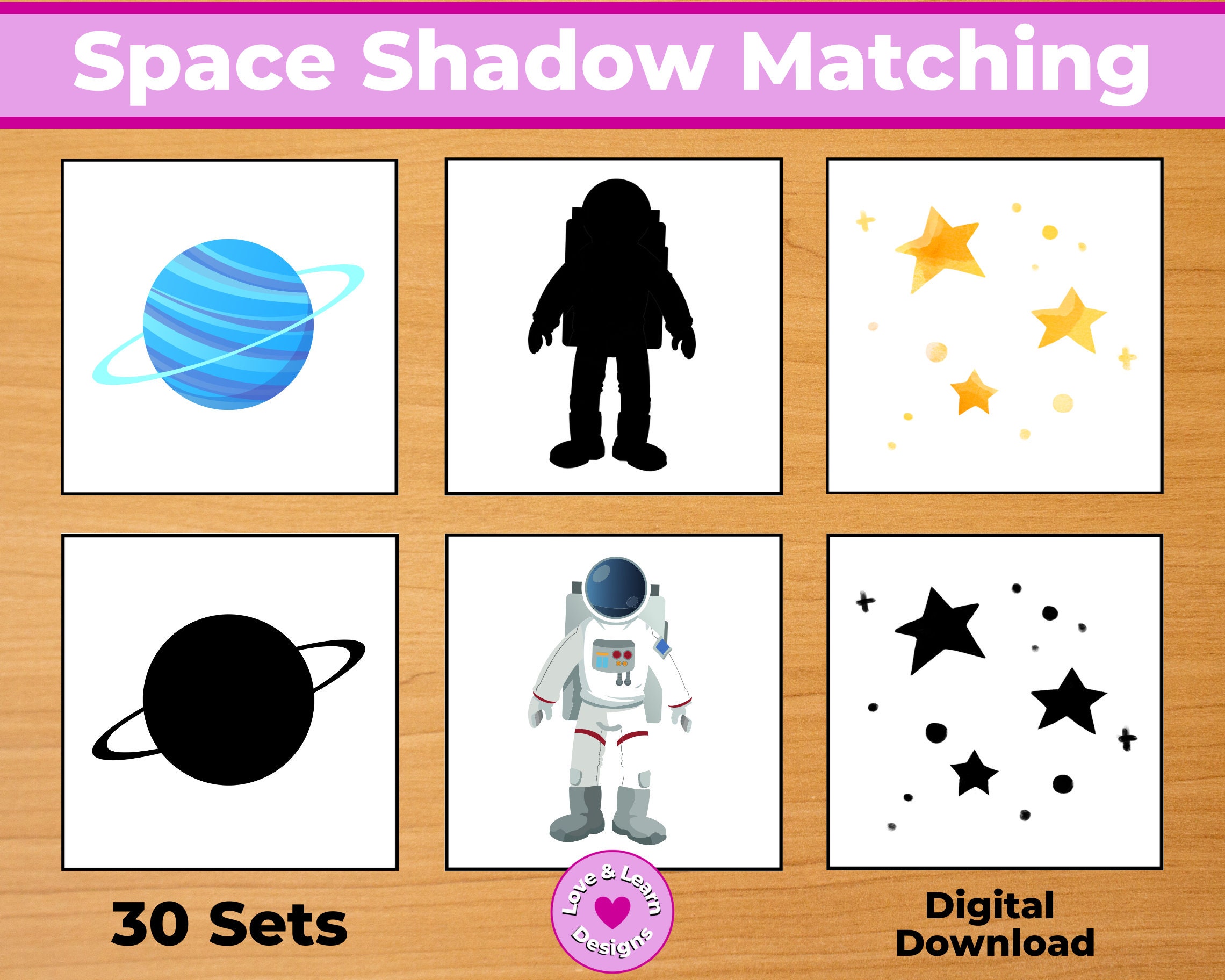 Space Shadow Matching Cards| Child Inspired Printables| Digital ...