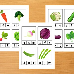 Vegetables Beginning Letter Sound Clip Cards| Printable Digital ...