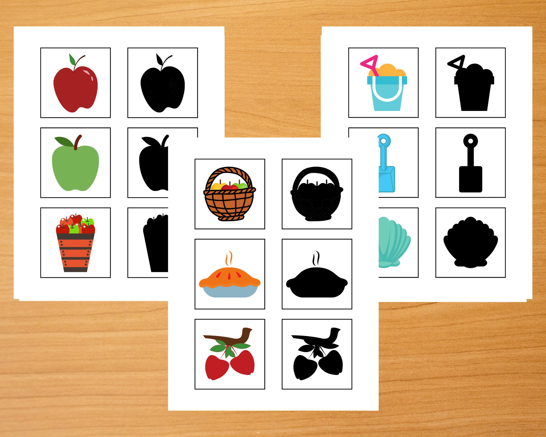 Apples Shadow Matching Cards| Child Inspired Printables| Digital ...