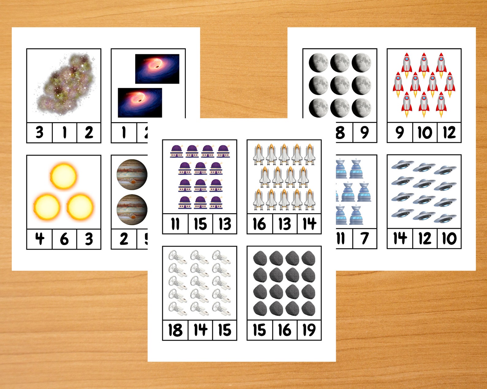 Space Count and Clip Cards| Child Inspired Printables|math Digital ...
