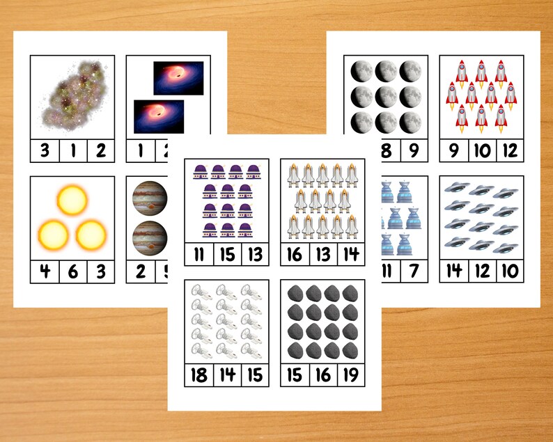 Space Count and Clip Cards| Child Inspired Printables|math Digital ...