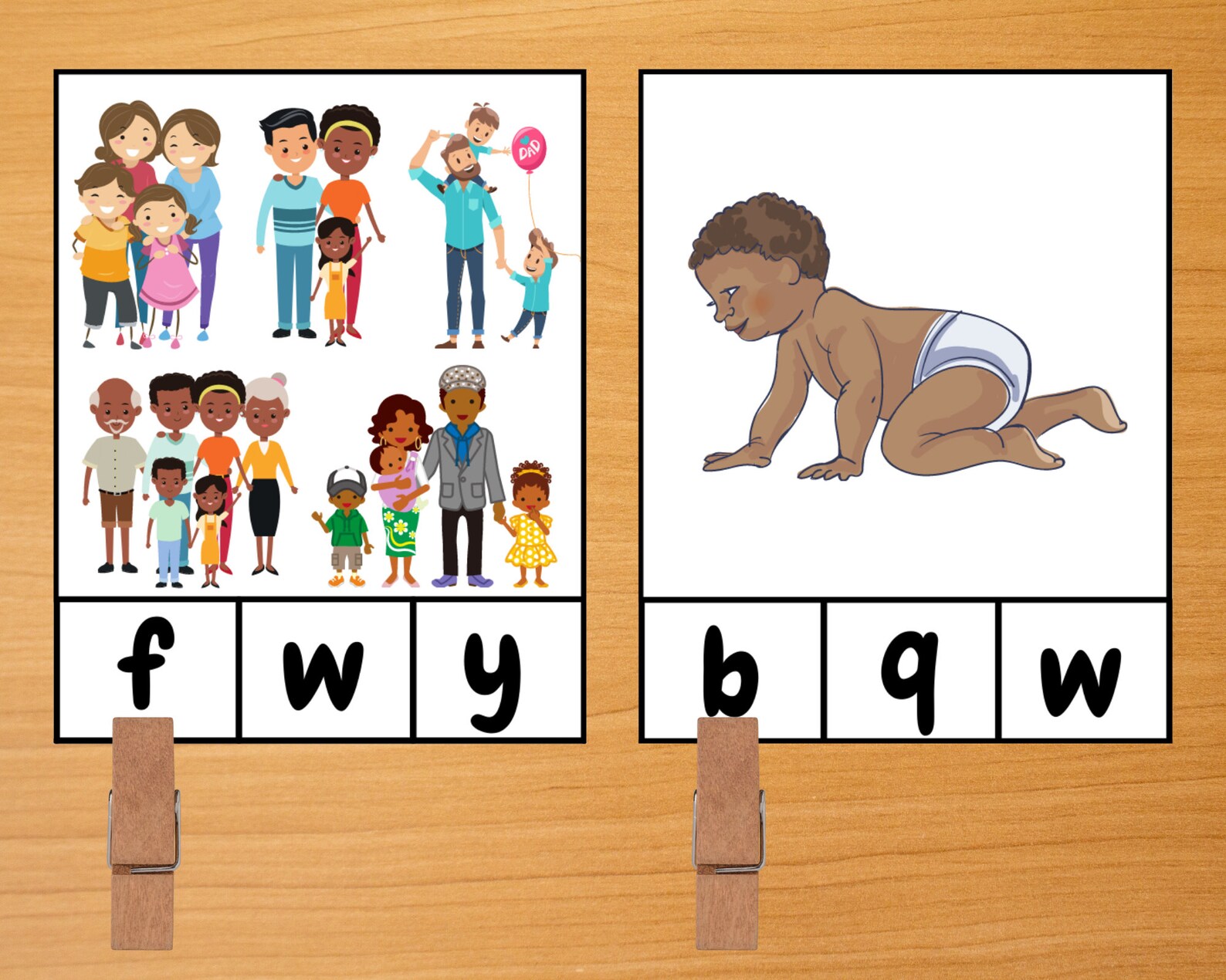 Family Beginning Letter Sound Clip Cards| Printable Digital Download ...