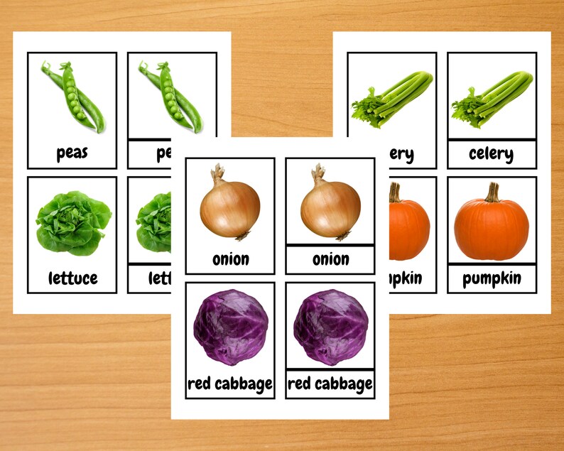 Vegetables Theme 3 Part Cards Printable Digital Download - Etsy