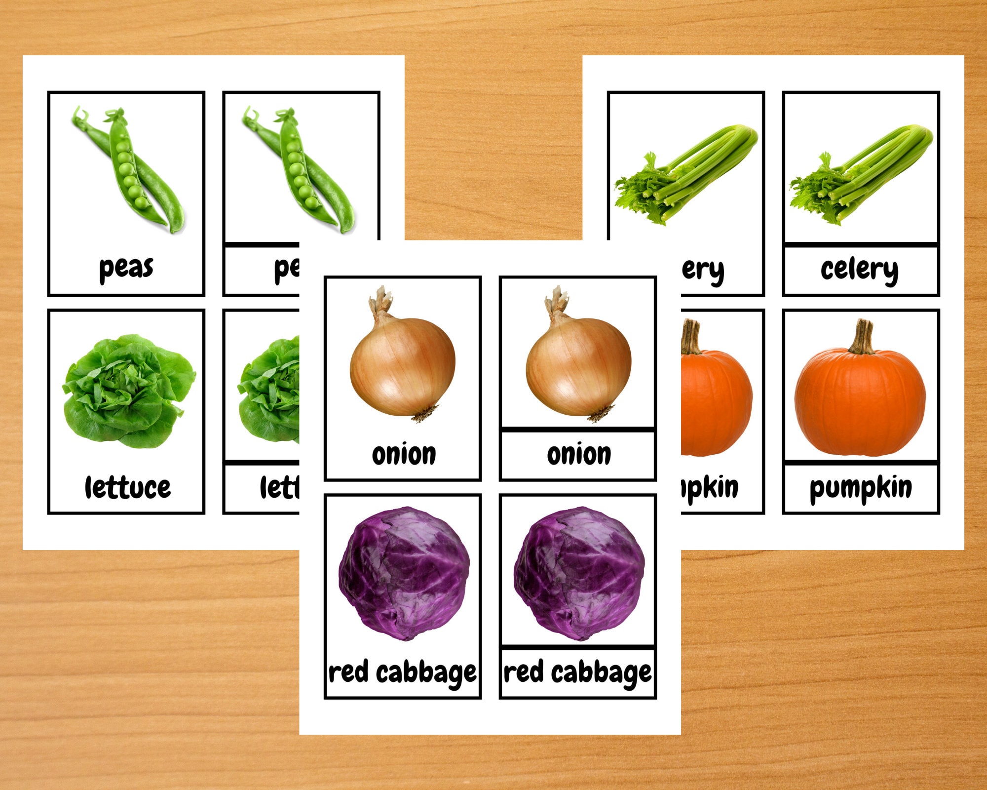 Vegetables Theme 3 Part Cards Printable Digital Download Montessori ...