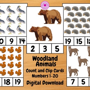 Woodland Animals Count and Clip Cards| Child Inspired Printables ...