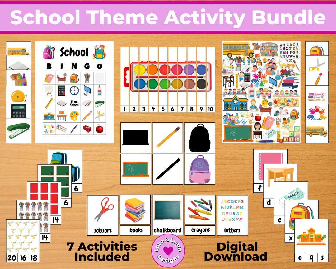 School Theme Activity Bundle| Child Inspired Printables| Digital ...