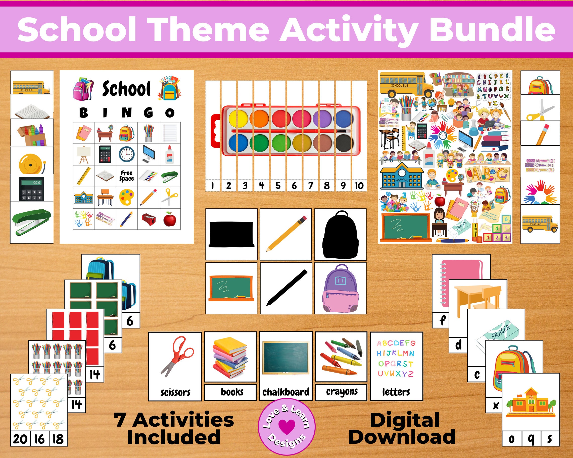 School Theme Activity Bundle| Child Inspired Printables| Digital ...