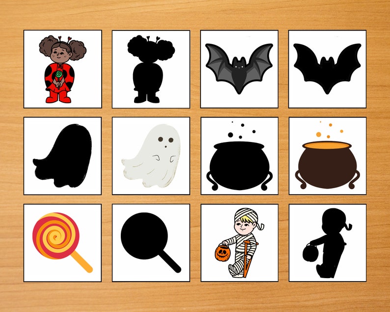 Halloween Shadow Matching Cards| Child Inspired Printables| Digital ...