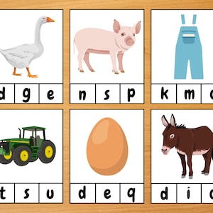 Farm Beginning Letter Sound Clip Cards| Printable Digital Download ...